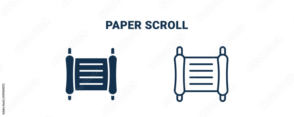 paper scroll icon. Outline and filled paper scroll icon from museum and ...