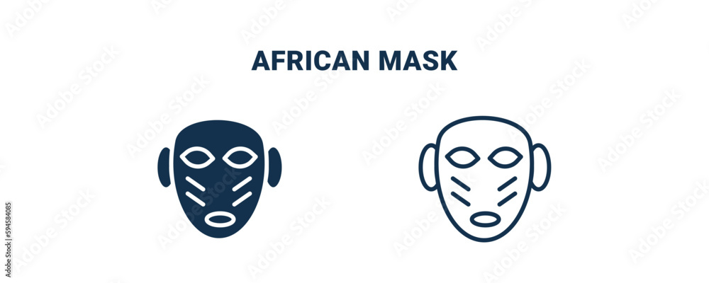 african mask icon. Outline and filled african mask icon from museum and ...