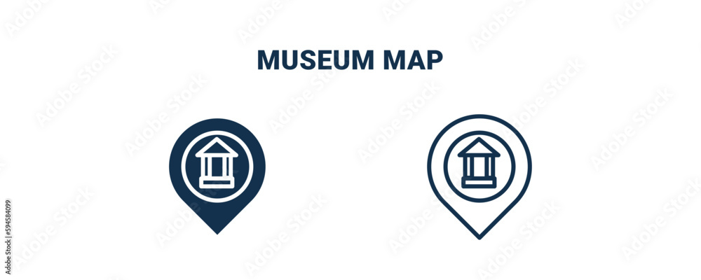 museum map icon. Outline and filled museum map icon from museum and ...