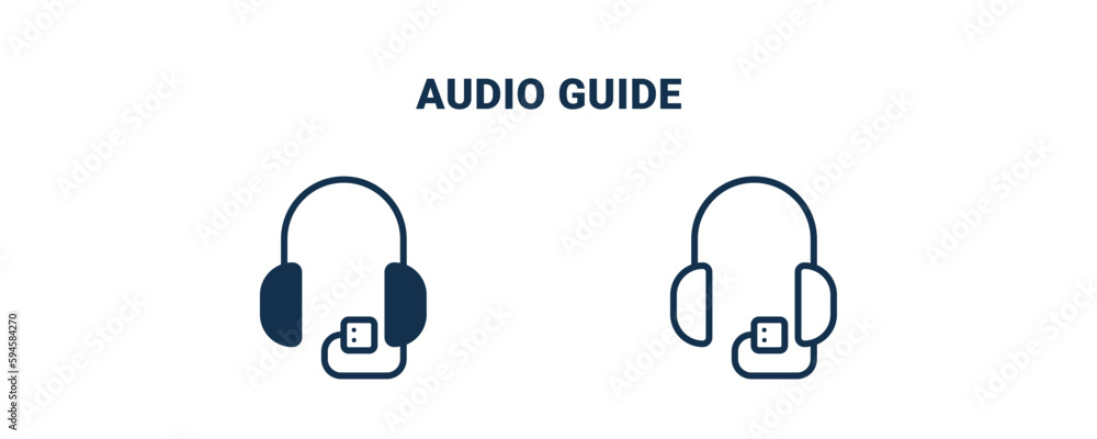audio guide icon. Outline and filled audio guide icon from museum and ...