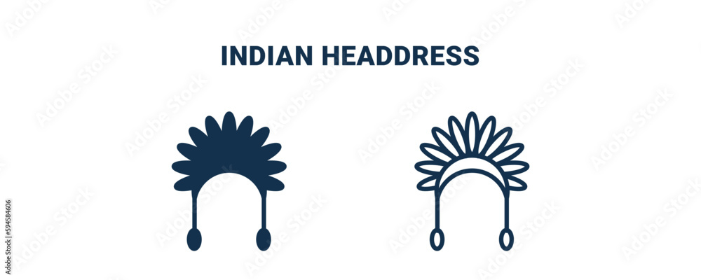 indian headdress icon. Outline and filled indian headdress icon from ...