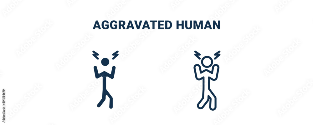 aggravated human icon. Outline and filled aggravated human icon from ...