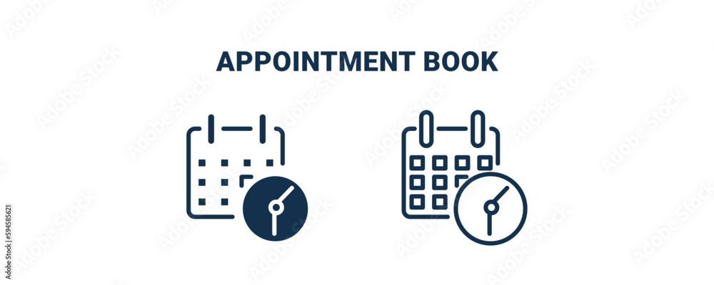 appointment book icon. Outline and filled appointment book icon from Hygiene and Sanitation ...