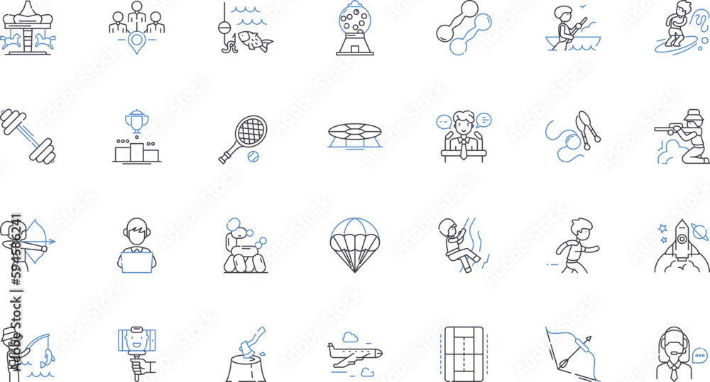 Playoffs line icons collection. Intensity, Excitement, Triumph, Victory ...