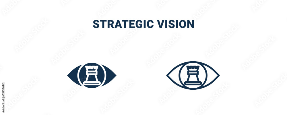 Vecteur Stock strategic vision icon. Outline and filled strategic ...