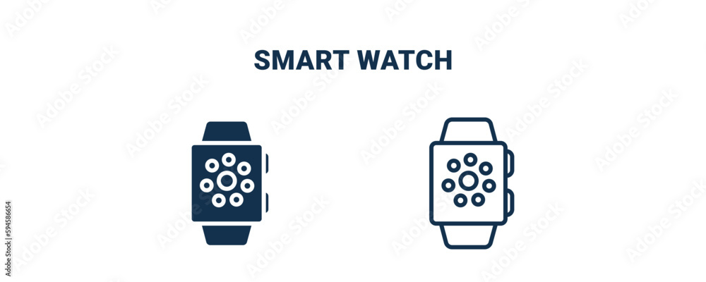 smart watch icon. Outline and filled smart watch icon from technology ...