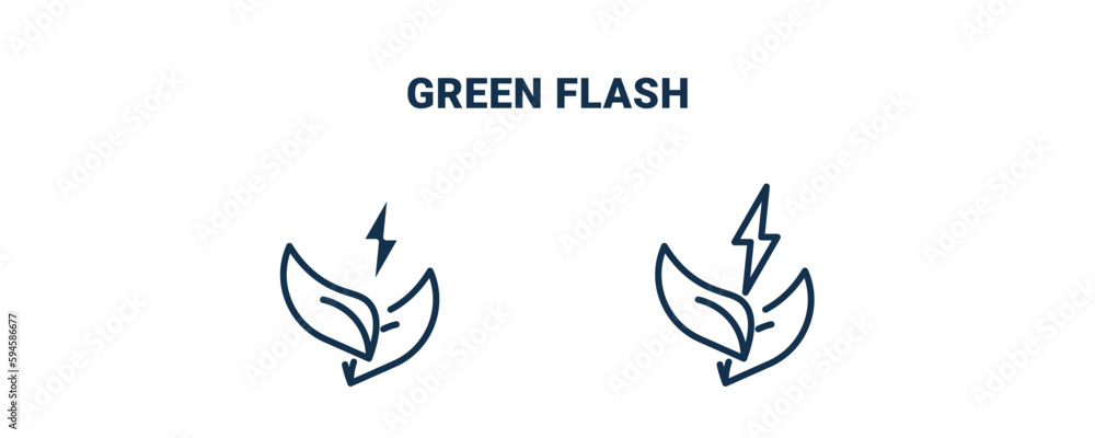 green flash icon. Outline and filled green flash icon from technology ...