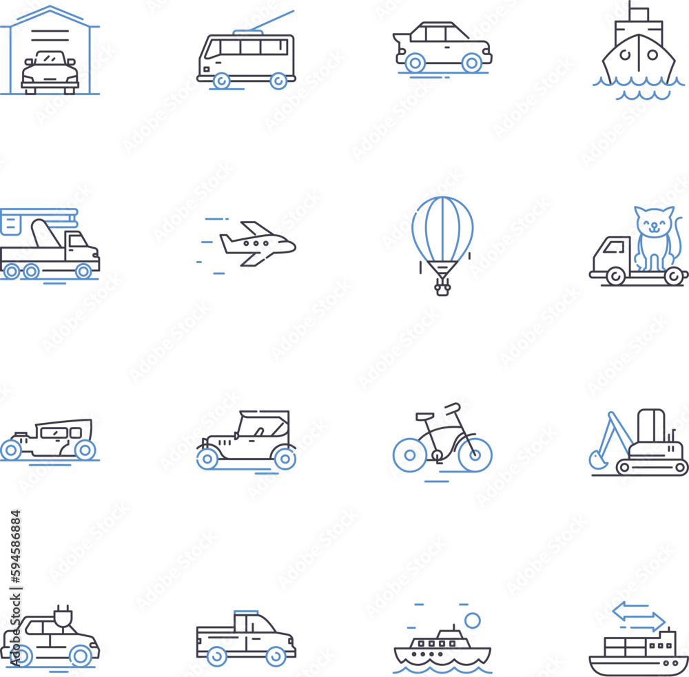 Transfer line icons collection. Movement, Switch, Relocation, Transport ...