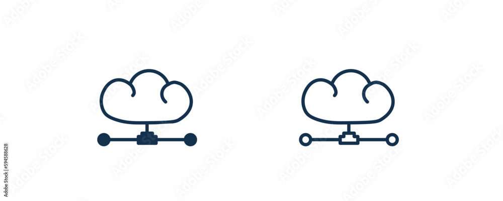 cloud network icons. Outline and filled cloud network, network icon ...