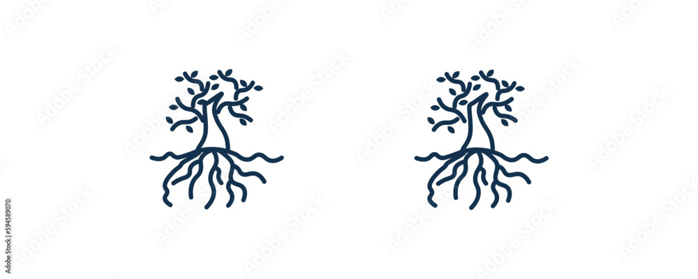 tree and roots icon. Outline and filled tree and roots, tree icon from ...
