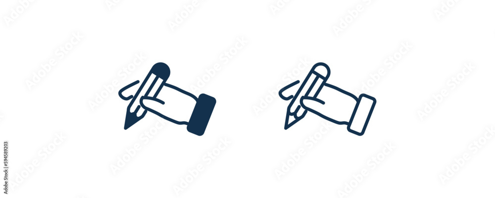 write by hand icon. Outline and filled write by hand, paper icon from ...