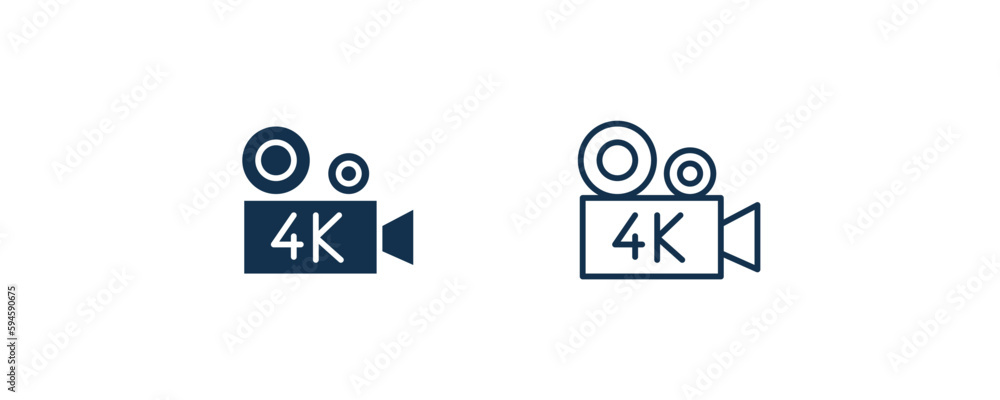 4k fullhd icon. Outline and filled 4k fullhd icon from cinema and ...