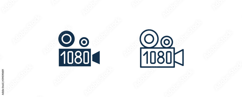 1080p full hd icon. Outline and filled 1080p full hd icon from cinema ...