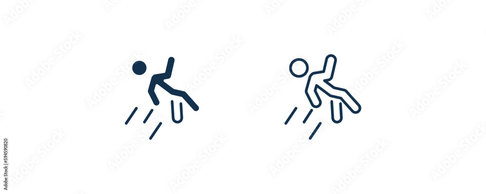 man falling icon. Outline and filled man falling icon from behavior and ...