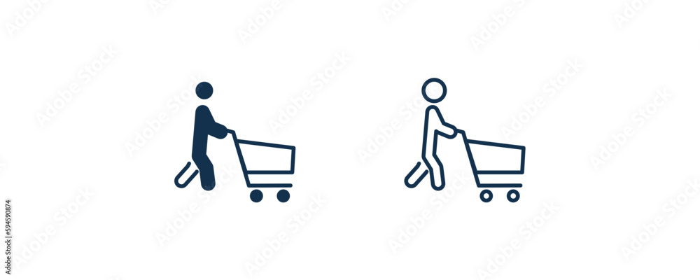 man shopping icon. Outline and filled man shopping icon from behavior ...
