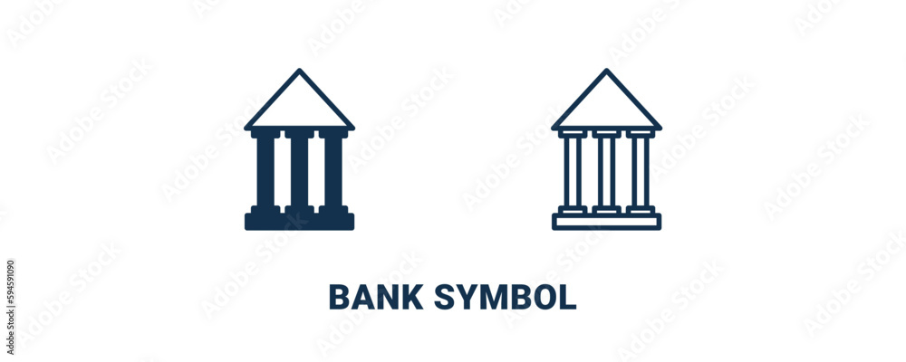 bank symbol icon. Outline and filled bank symbol icon from education ...