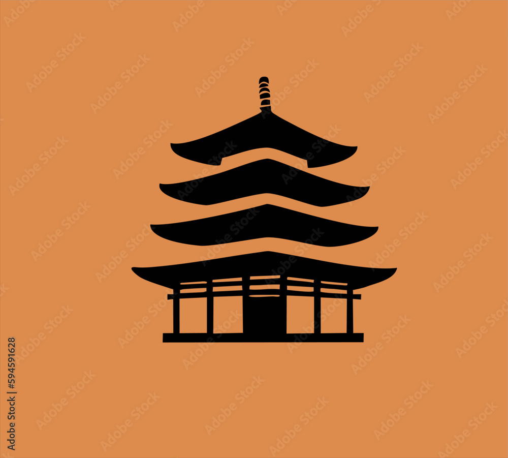 sensoji temple vector design japan silhouette icon template logo vector ...