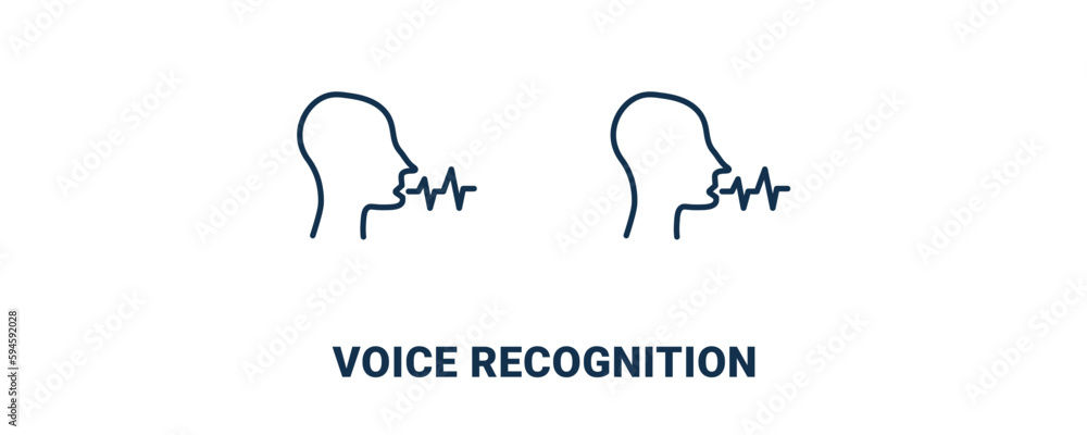 Vecteur Stock voice recognition icon. Outline and filled voice ...