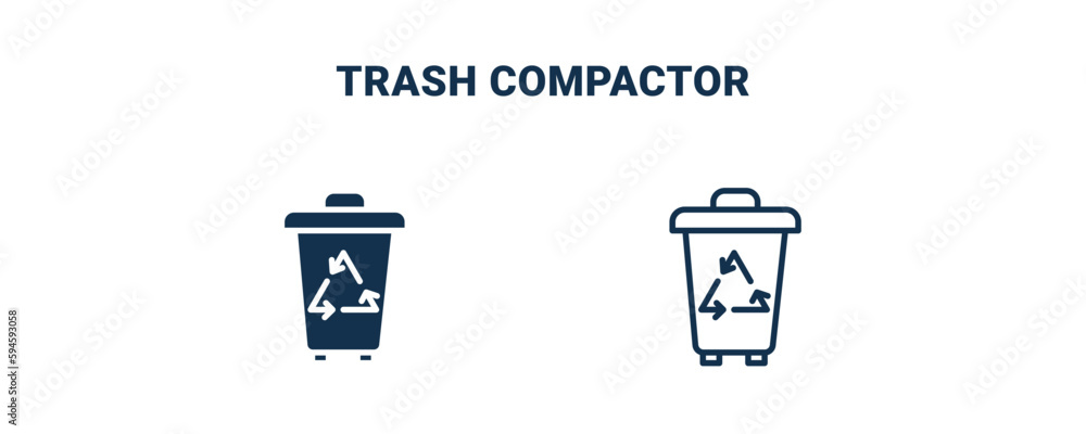 trash compactor icon. Outline and filled trash compactor icon from ...