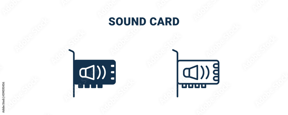 sound card icon. Outline and filled sound card icon from electronic ...