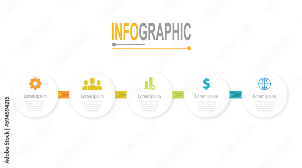 Infographic 5 steps Circular template business data info chart ...