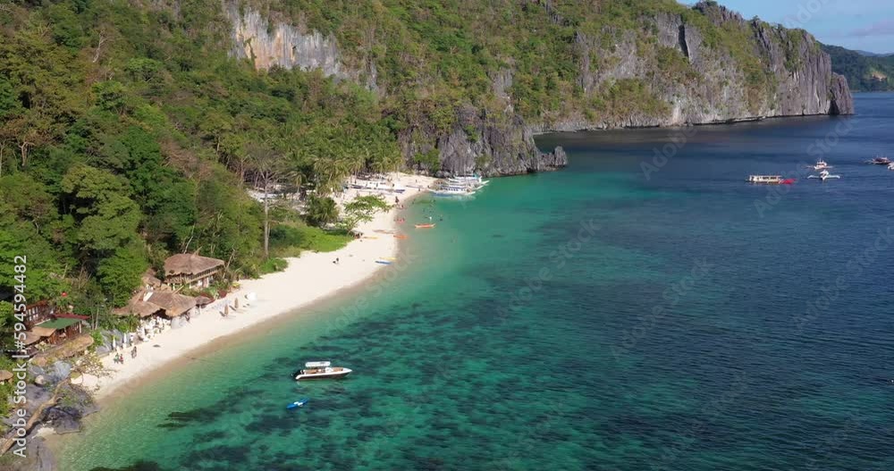 Drone video of the paradisiacal Seven Commandos beach near El Nido on ...
