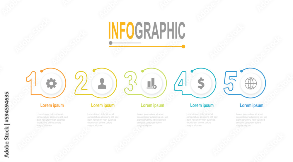 Infographic 5 steps Circular template business data info chart ...
