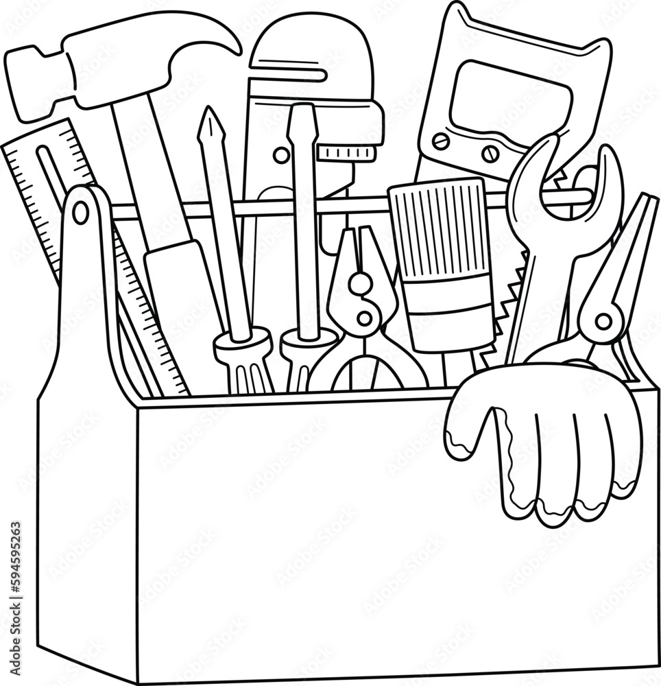 Toolbox Isolated Coloring Page for Kids Stock Vector | Adobe Stock