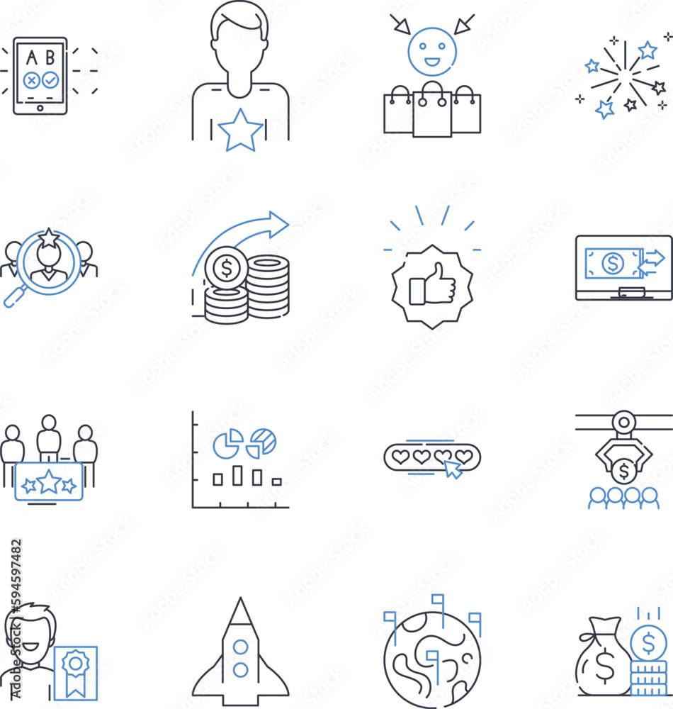 Cash handling line icons collection. Currency, Coins, Banknotes, Teller ...