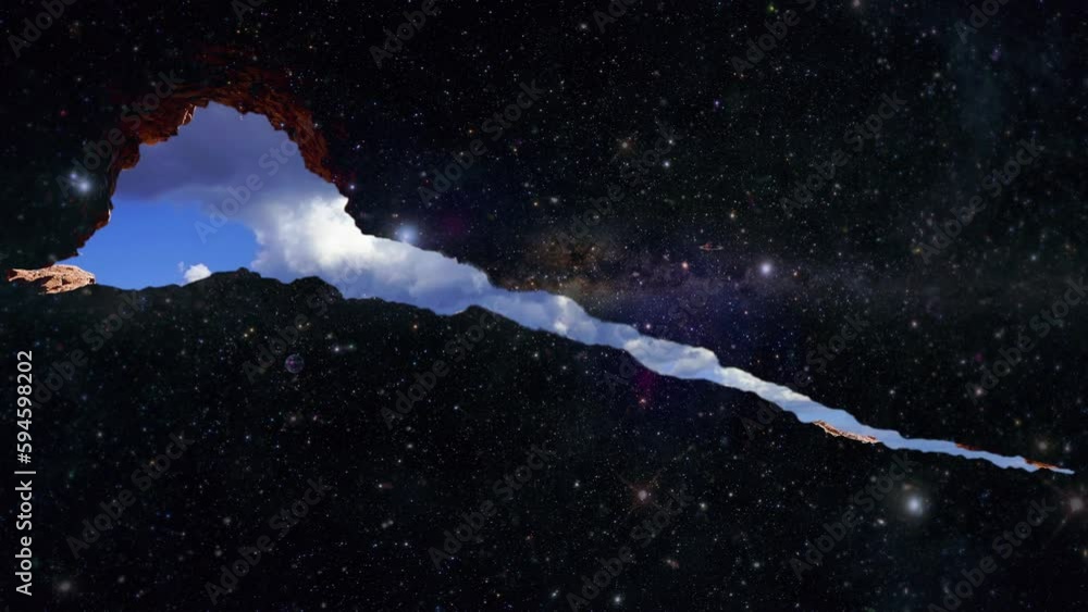 Vidéo Stock Space Trench Sky Clouds Surreal Science Background. Cloudy ...