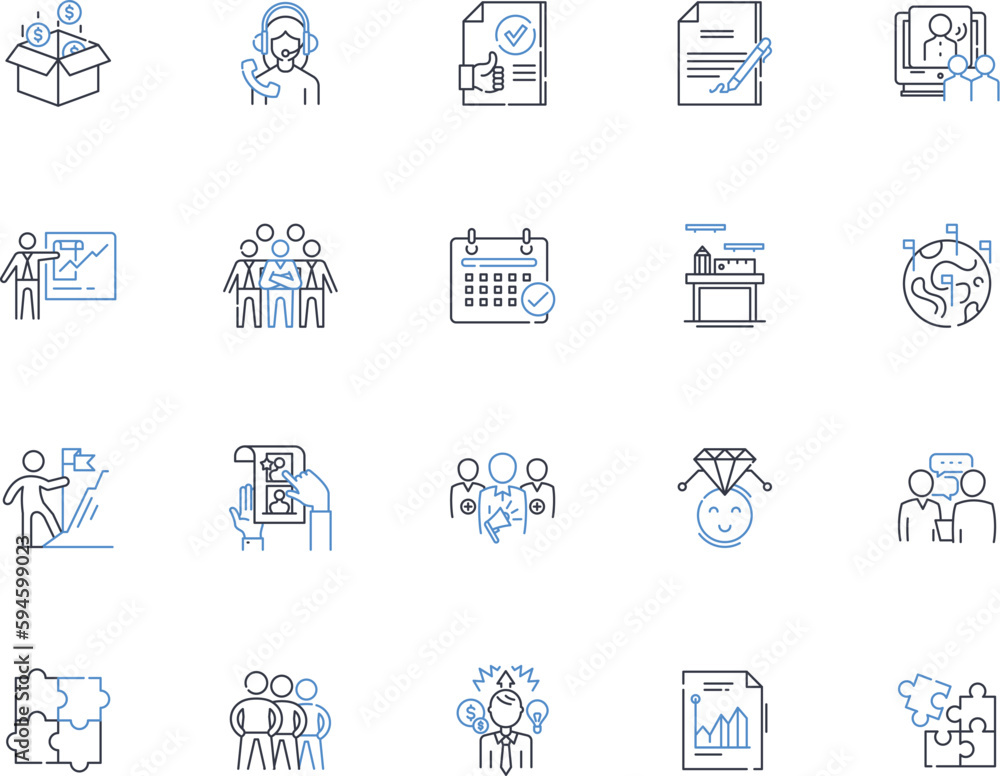 Pursuit task line icons collection. Adventure, Challenge, Competition ...