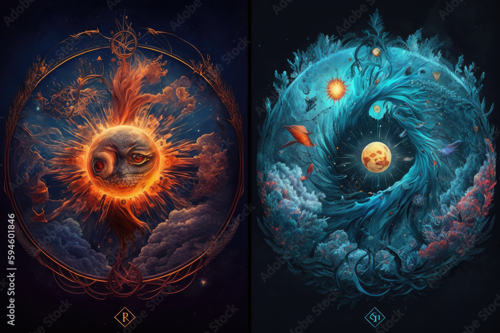 An enchanting and mysterious image showcasing the twelve zodiac symbols ...