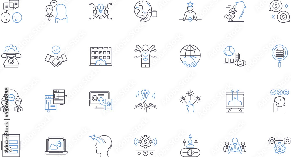 Leadership development line icons collection. Growth, Mentorship ...