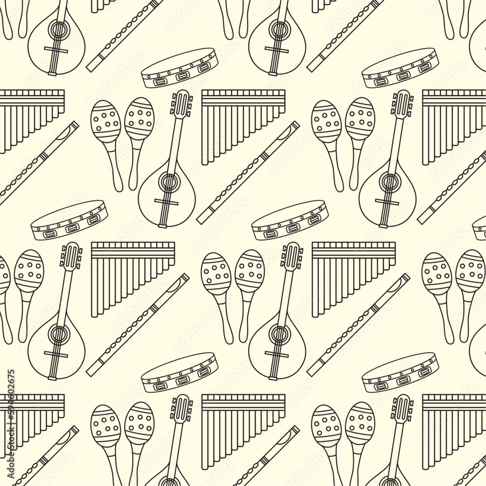 Seamless pattern background with musical instruments Vector Stock ...
