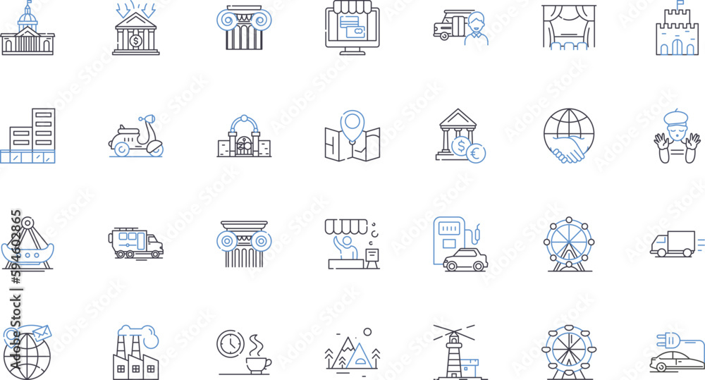 Retail hub line icons collection. Shopping, Convenience, Variety ...