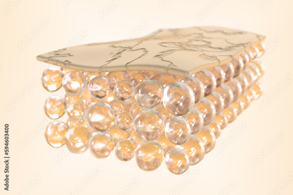 Dry skin icon 3d render. Structure of damaged or aging skin with ...