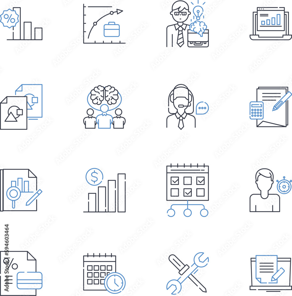 Performance Analytics Line Icons Collection Metrics Analysis Dashboards Visualization