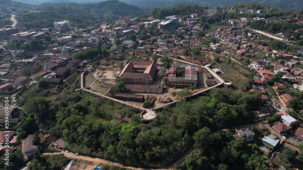 Cinematic Aerial view of Madikeri Fort also called Mercara Fort is a ...