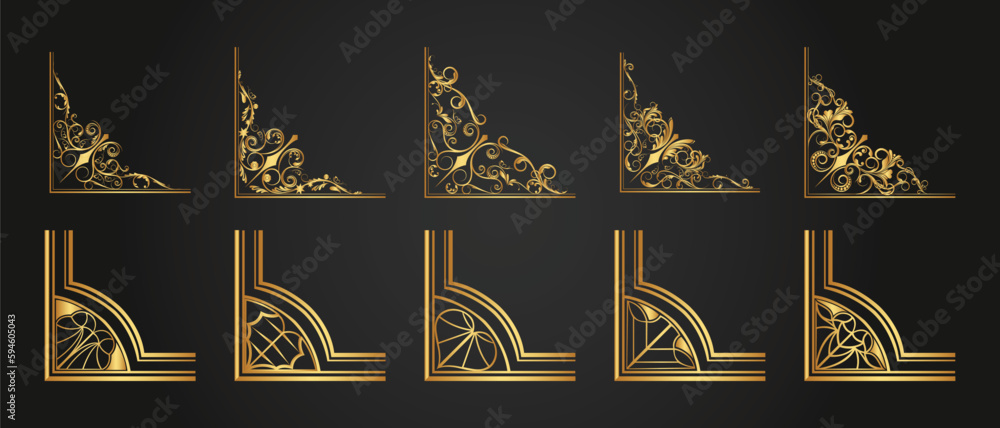 Set of decorative corner frames. Vintage calligraphic corners and ...
