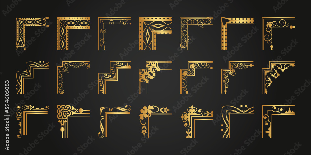 Set of decorative corner frames. Vintage calligraphic corners and ...
