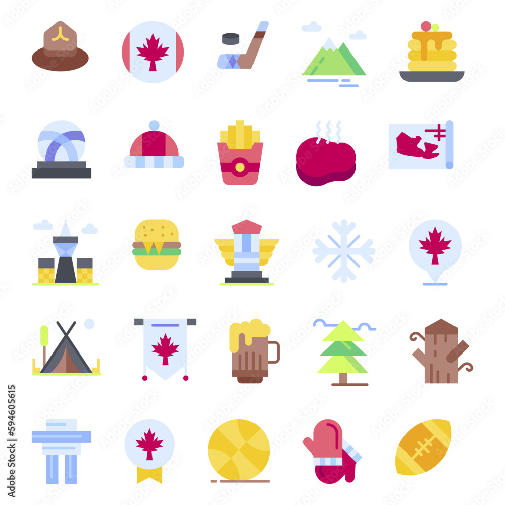 Canadian icons pack. Isolated Canadian symbols collection. Graphic ...