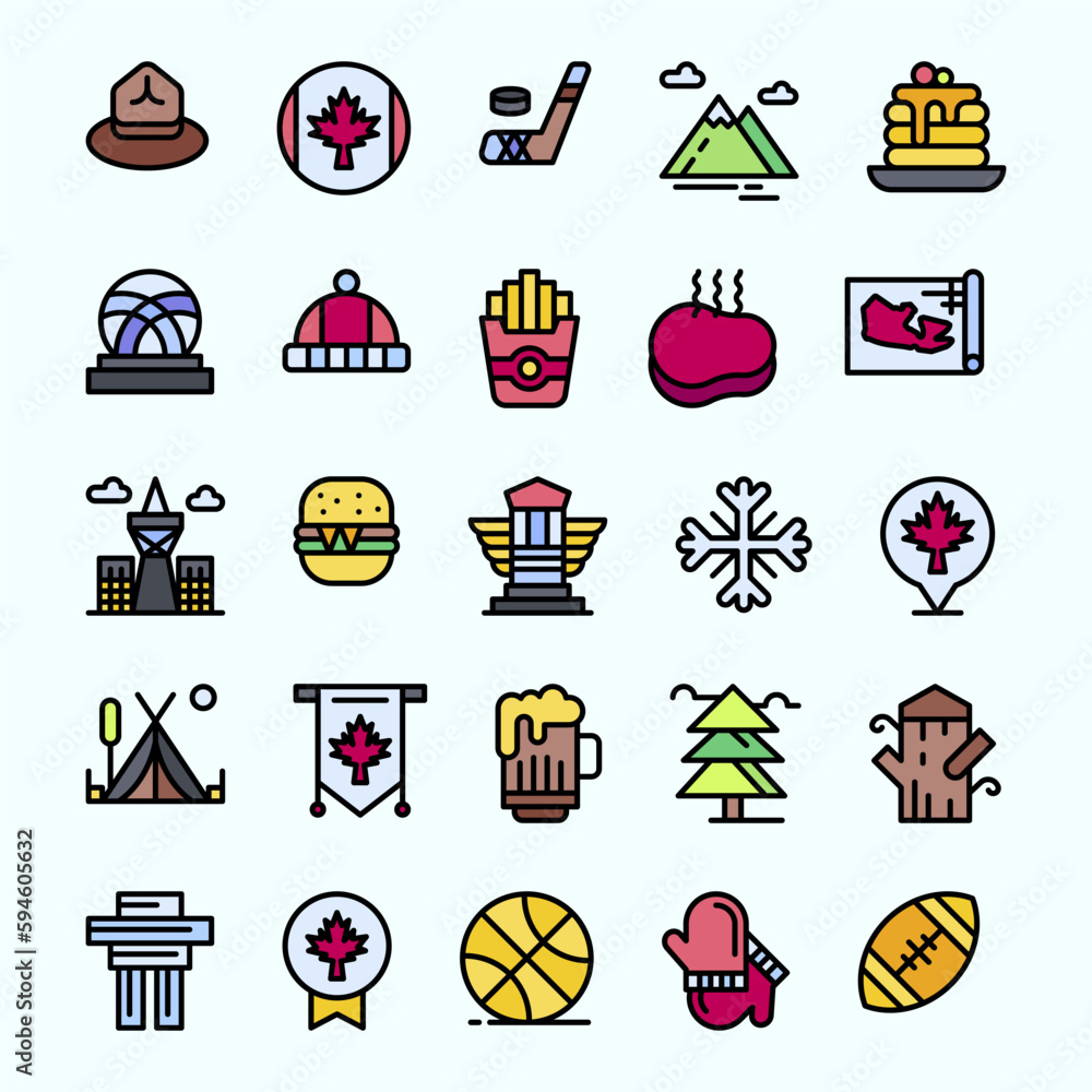Canadian icons pack. Isolated Canadian symbols collection. Graphic ...