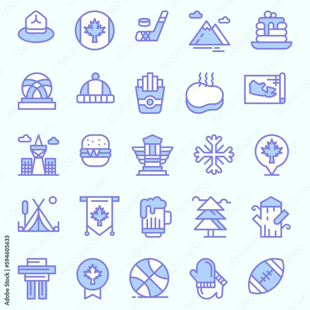 Canadian icons pack. Isolated Canadian symbols collection. Graphic ...