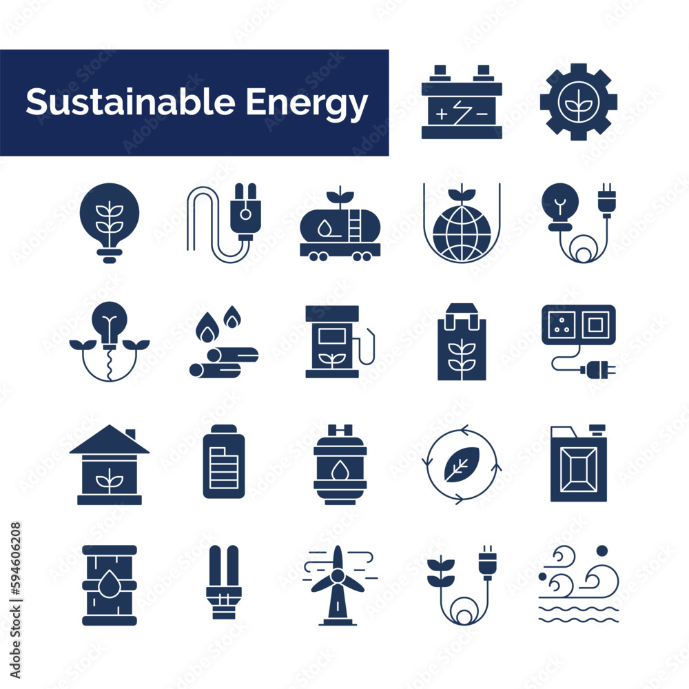 Sustainable Energy icons pack. Sustainable Energy symbols collection ...