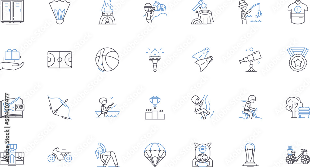 Extracurricular activities line icons collection. Clubs, Sports, Dance ...