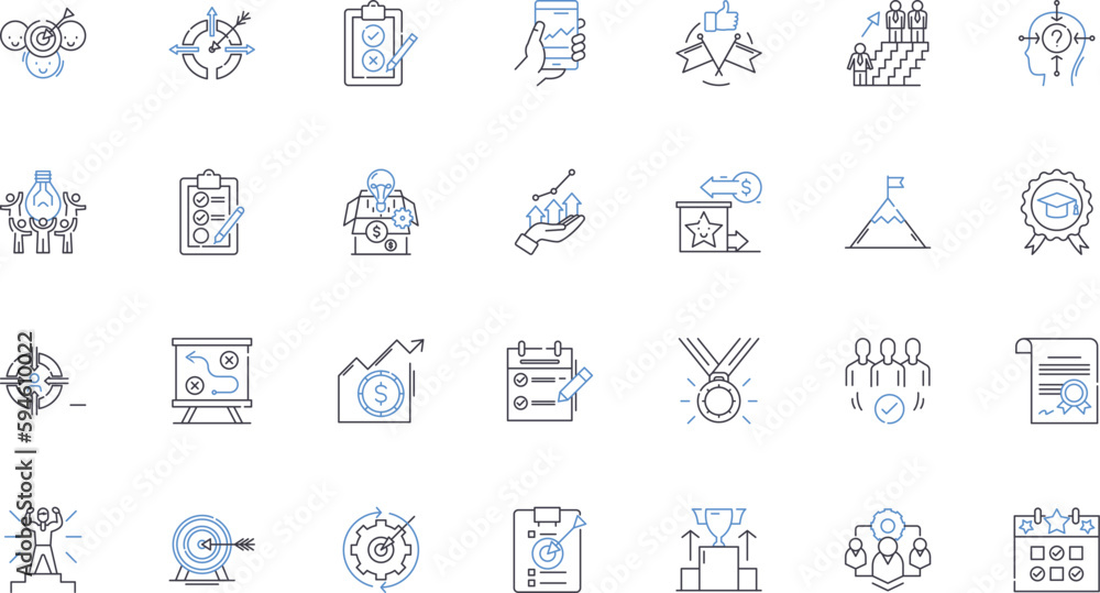 Missions Line Icons Collection Purpose Assignment Objective Journey