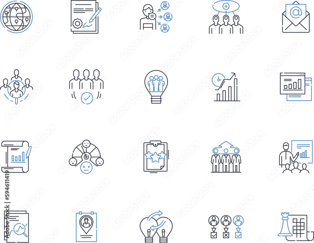 Strategic direction line icons collection. Vision , Planning , Goals ...