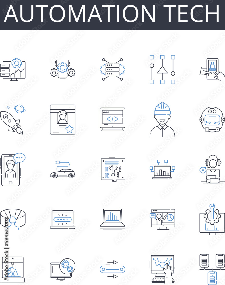 Automation Tech Line Icons Collection Automation Efficiency Self