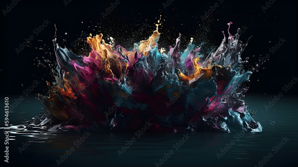 abstract splash art illustration , wavy lines and organic shapes, dark ...