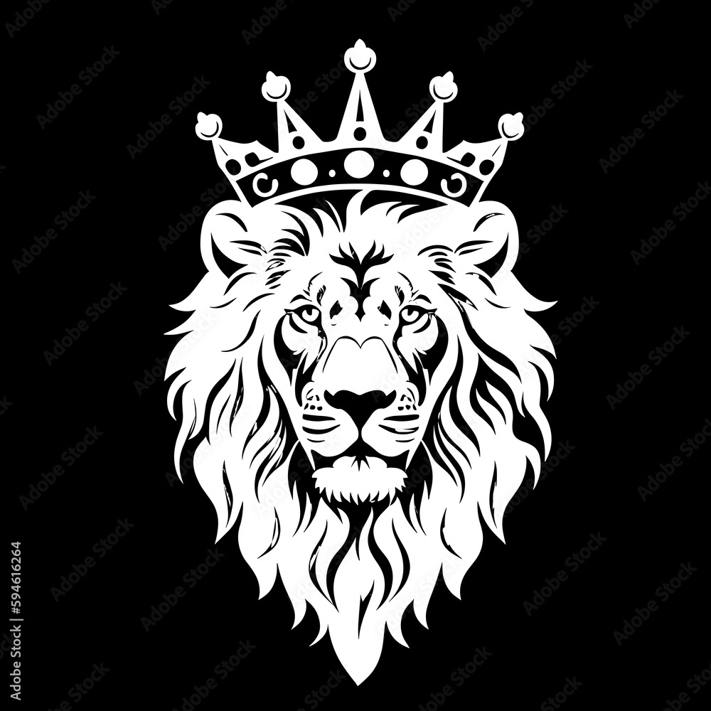 Lion with a crown on white background. Lion logo. Vector clip art ...